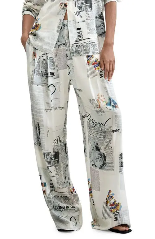 Desigual Newsprint Wide Leg Trousers