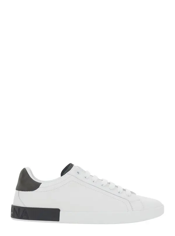 Dolce & Gabbana Portofino Light' White Sneaker With Logo Lettering On The Heel In Leather For - Multicolor