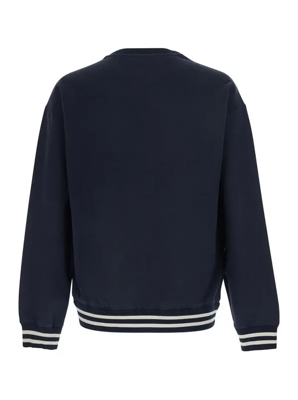 Dolce & Gabbana Blue Crewneck Sweatshirt With Logo Embroidery On The Front In Cotton For - Multicolor