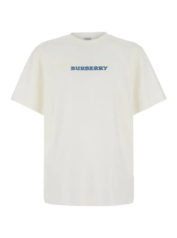 Burberry Ryan' White T-shirt With Logo On The Front And Maxi Logo On The Back In Cotton For - Multicolor