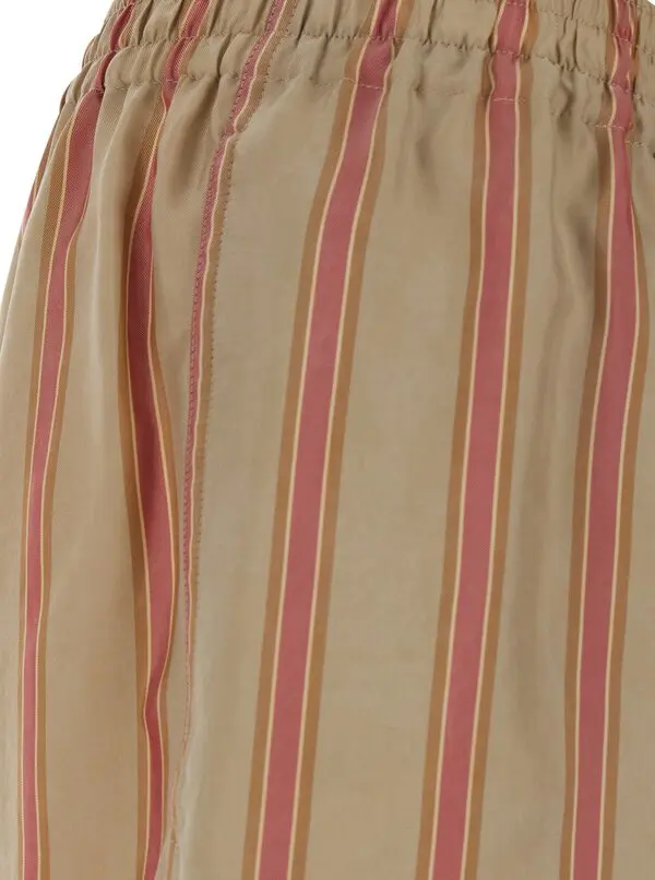 Saint Laurent Beige 'strips' Pants With Elastic Waist And Side Pockets For