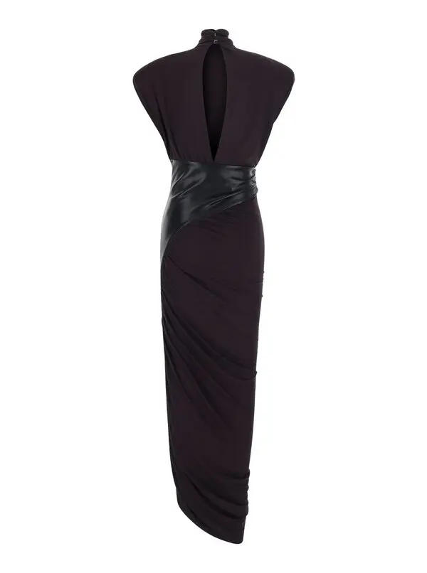 Andamane Ursula' Dark Burgundy Dress With Ecoleather Details And Draped Design In Viscose For - Multicolor
