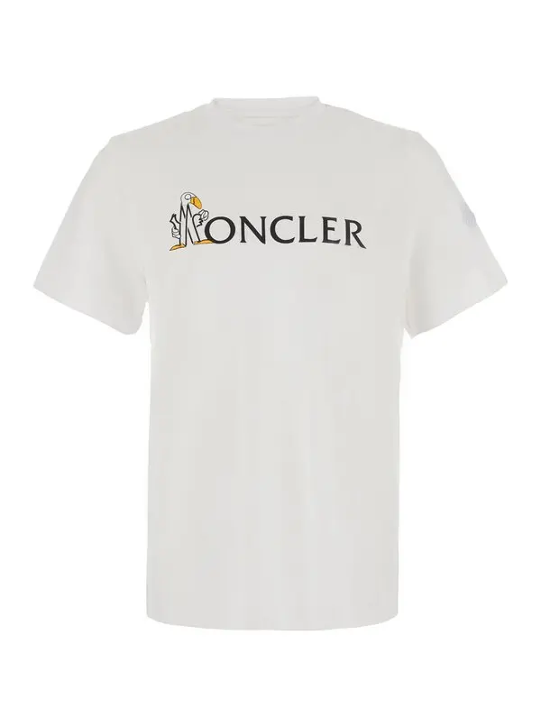 Moncler T-shirt With Logo On The Front And Logo Patch On The Sleeve In Cotton For - White