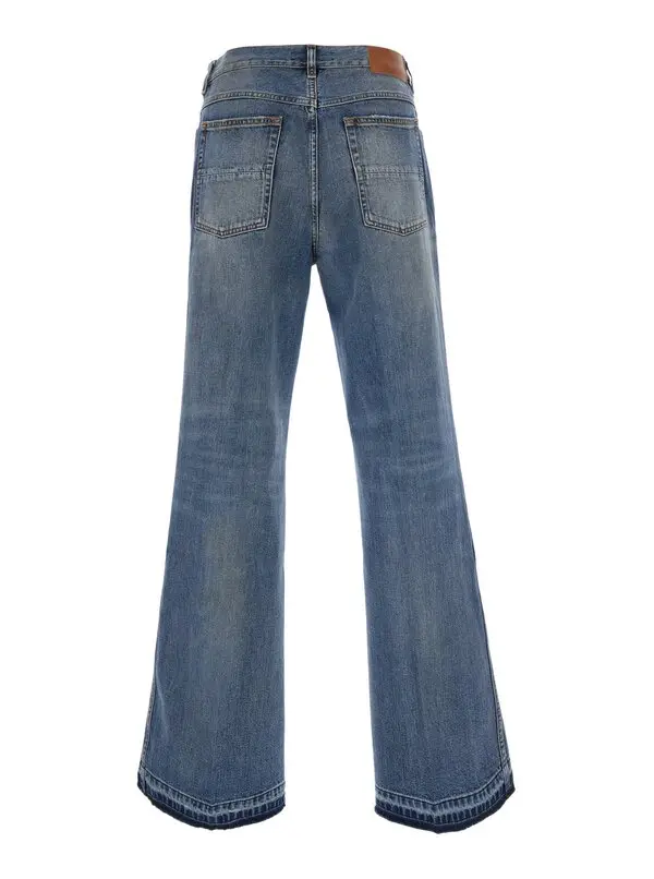 Amiri Blue Flare Jeans With Five-pocket Design And Faded Effect In Denim For - Multicolor