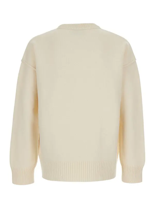 AMI Paris Crewneck Sweater With Adc Embroidery On The Front In Wool For