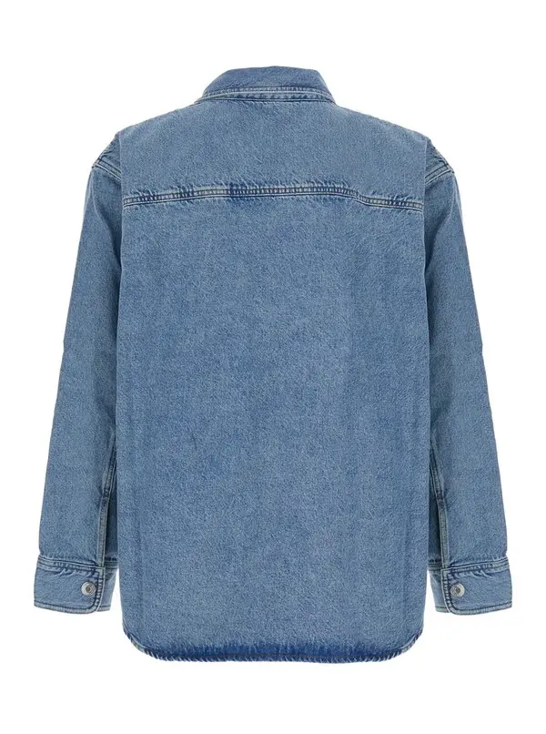AMI Paris Light Shirt With Classic Collar And Tone-on-tone Adc Embroidery On The Front In Cotton For - Blue