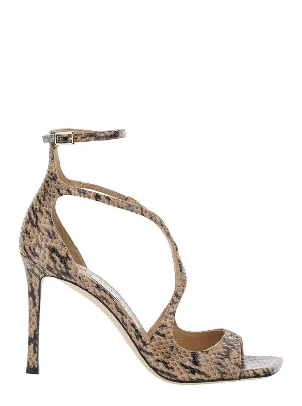 JIMMY CHOO Azia' Beige Heels With All-over Snake Print In Leather For - Multicolor