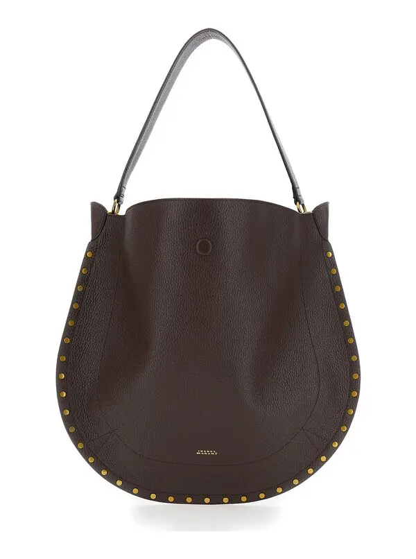 Isabel Marant Étoile Oskan' Shoulder Bag With Top Handle And Studs In Leather For - Brown