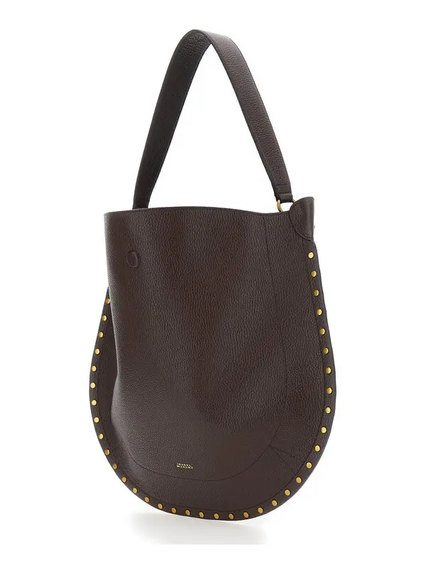 Isabel Marant Étoile Oskan' Shoulder Bag With Top Handle And Studs In Leather For - Brown