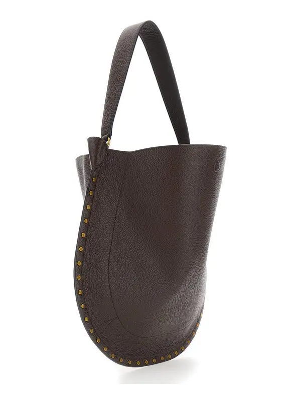 Isabel Marant Étoile Oskan' Shoulder Bag With Top Handle And Studs In Leather For - Brown
