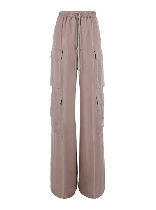 Rick Owens Belas Pink Cargo Pants With Elasticated Waistband And Drawstring And Cargo Pockets In Blend Viscose For - Multicolor