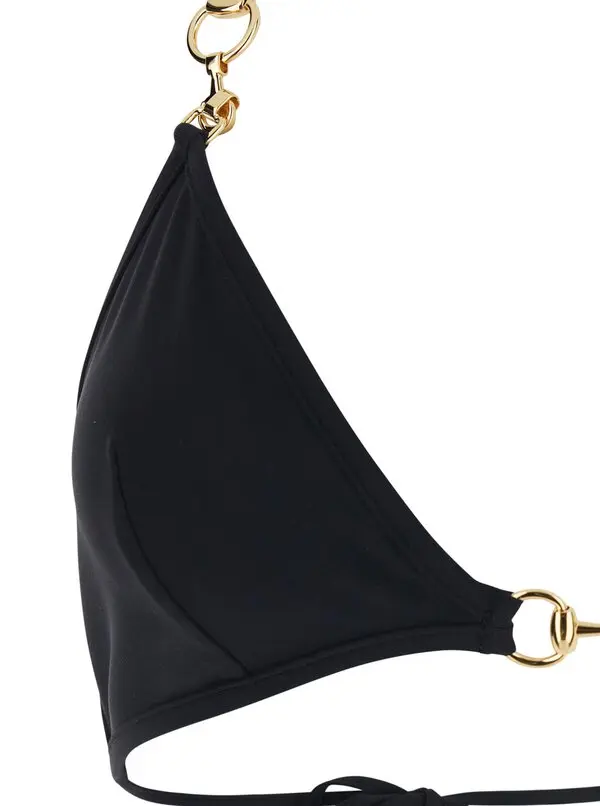 Gucci Black Bikini With Triangle Top And Adjustable Closure With Horsebit In Stretch Cotton For - Multicolor