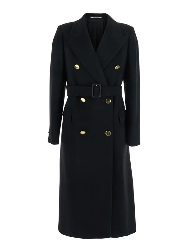 Tagliatore Double-breasted Coat With Peak Revers And Gold Buttons In Wool Blend For