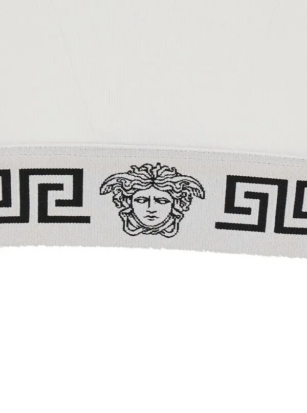 Versace White Top With Elasticized Design And Logo Band In Cotton