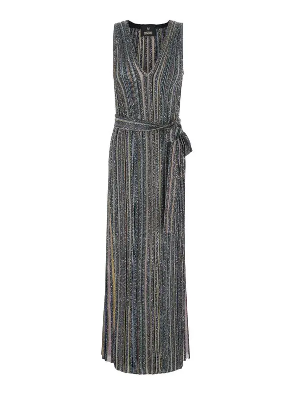 Missoni Long Dress With V-neck And All-over Applied Sequins In Viscose For - Multicolor