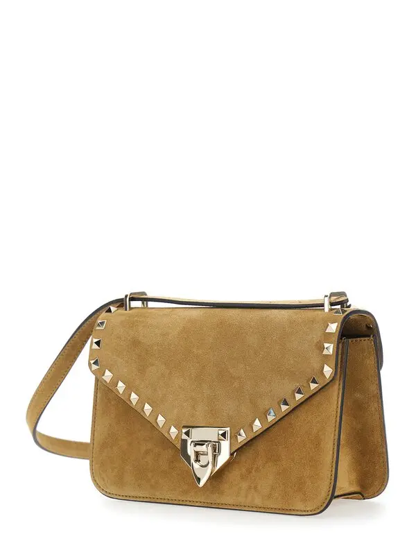 Valentino Garavani Small Shoulder Bag | Rockstud | Suede S./platinum Studs