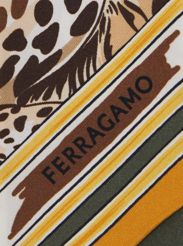 FERRAGAMO Scarf 'twilly' With Printed Silk Motif For