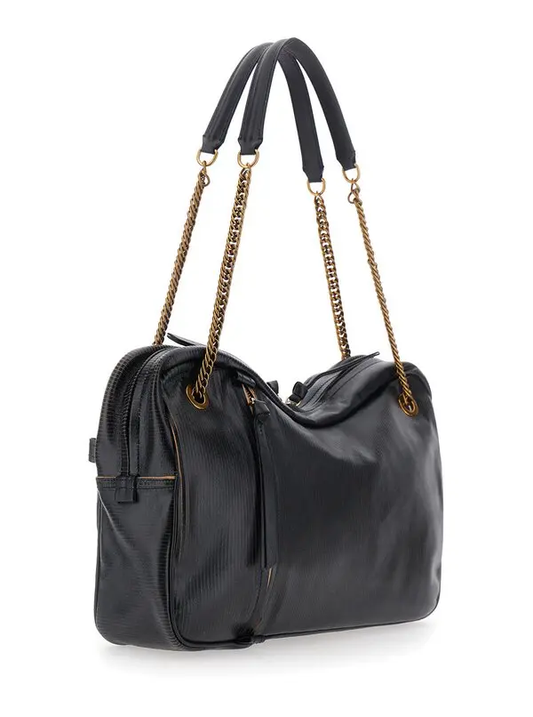 VIVIENNE WESTWOOD Dolce Large' Black Crossbody Bag With Metallic Logo On The Front In Textured Leather For - Multicolor