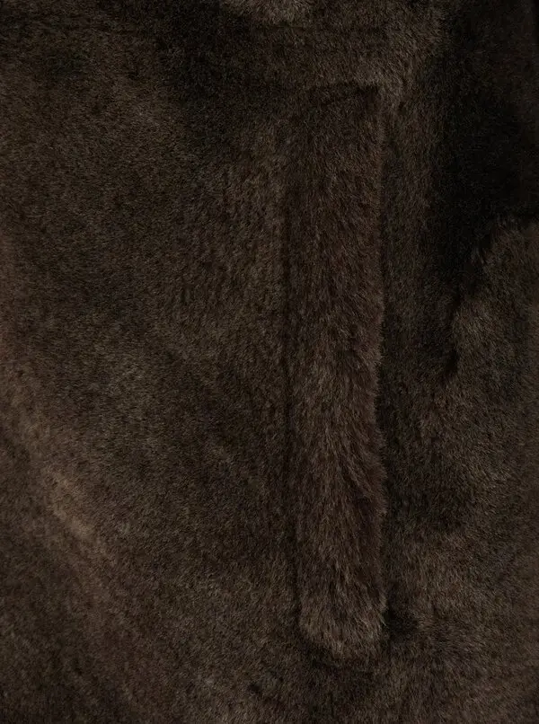 YVES SALOMON Brown Shearling Jacket With Fixed Hood In Fur For