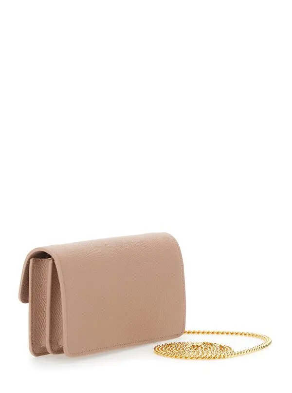 Valentino Garavani Mini Crossbody Bag With Chain Strap And Vlogo Plaque On The Front In Leather For - Pink