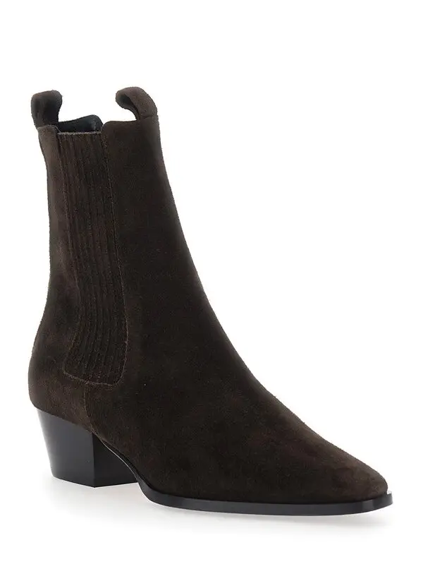 AeydĒ Agata'brown Ankle Boots With Elasticized Details On The Side In Suede For - Multicolor