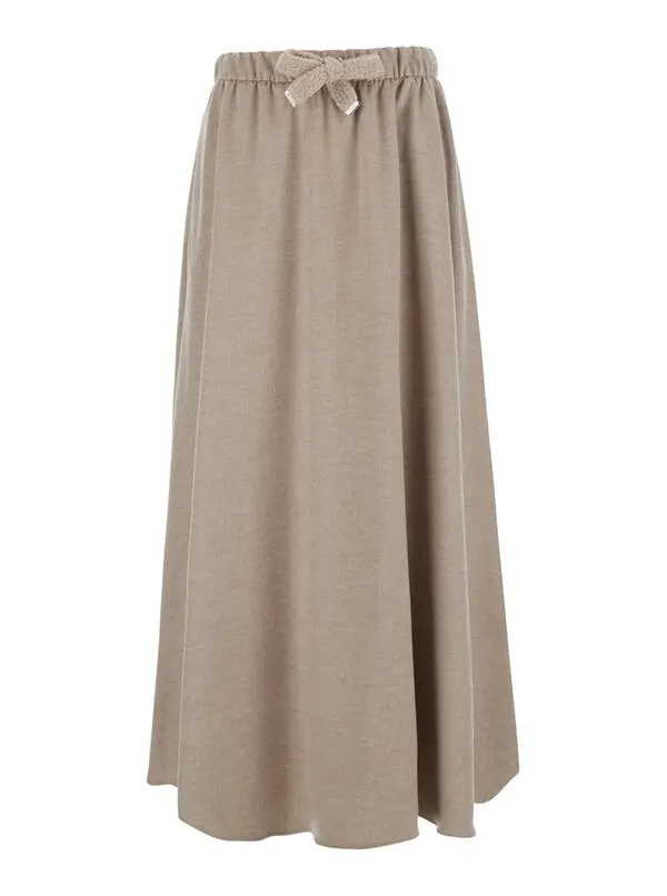 Herno Beige Skirt With Elasticated Waistband And Drawstring In Flannel For - Multicolor