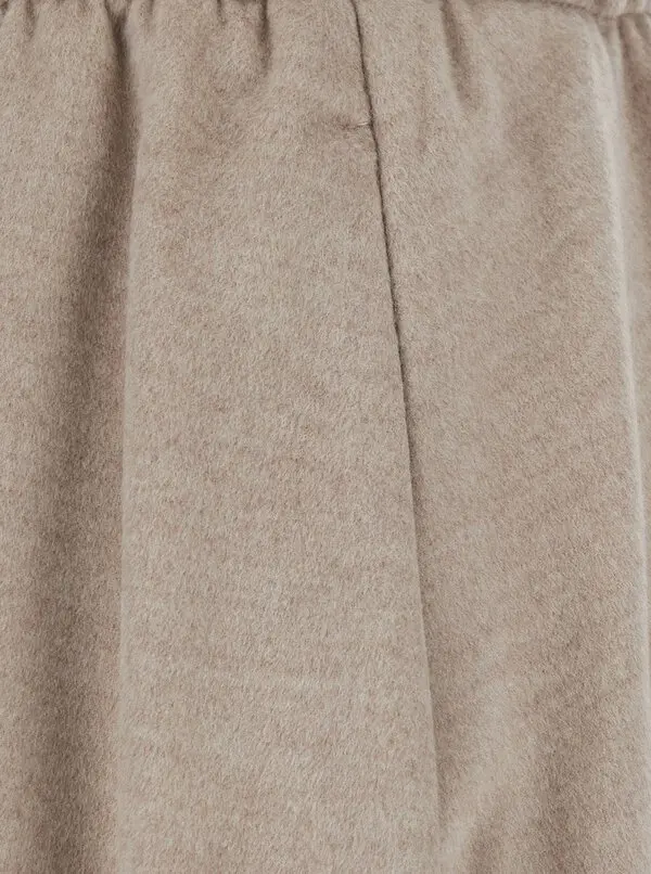 Herno Beige Skirt With Elasticated Waistband And Drawstring In Flannel For