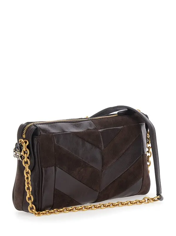 Valentino Garavani Panthea Small' Brown Crossbody Bag With Vlogo Plaque On The Front In Leather For - Multicolor