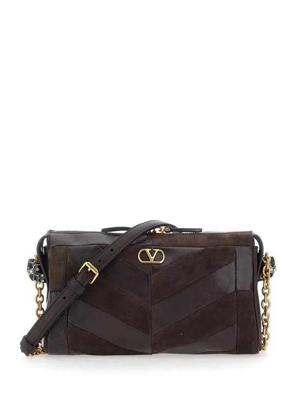 Valentino Garavani Panthea Small' Brown Crossbody Bag With Vlogo Plaque On The Front In Leather For - Multicolor