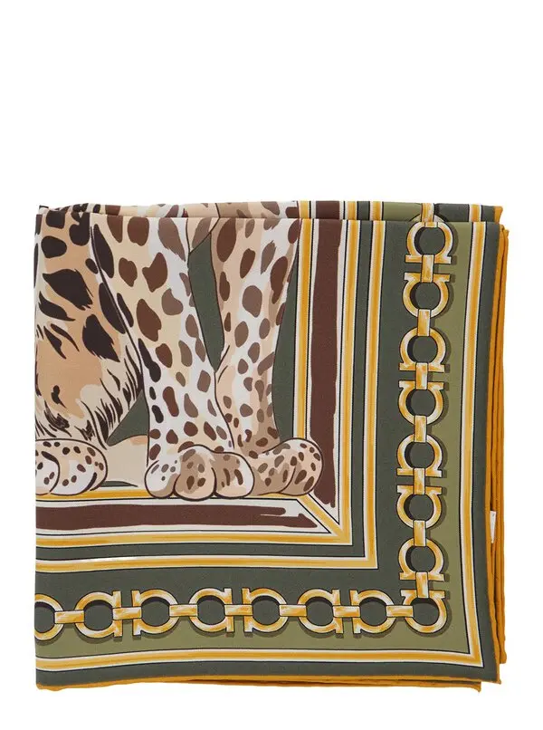 FERRAGAMO Printed Silk Scarf - Green