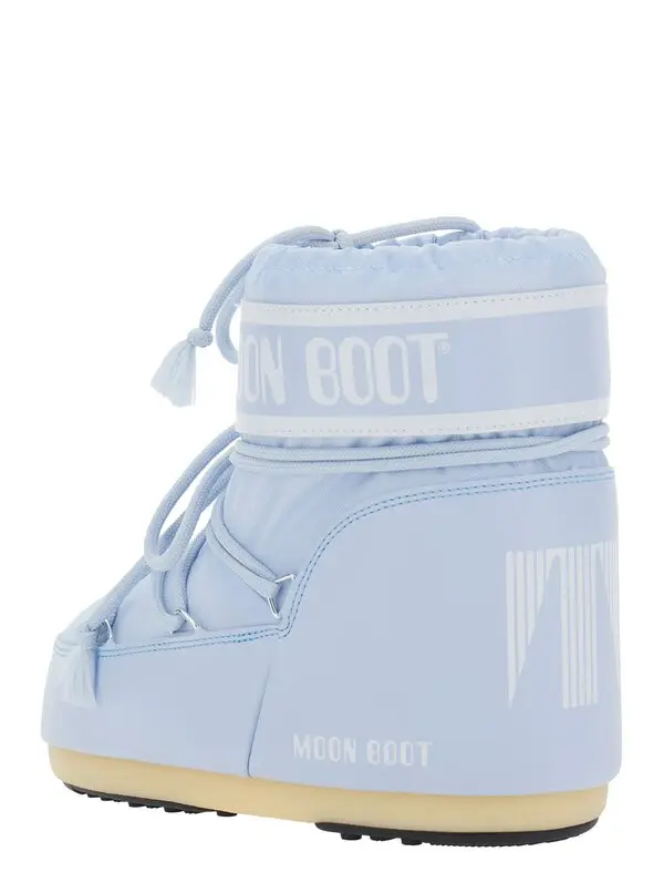 Moon Boot Light Blue Ankle Boots With Logo Lettering And Lace-up Closure In Tech Fabric For - Multicolor