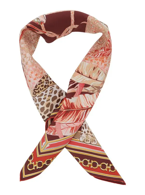 FERRAGAMO Multicolor Scarf With All-over Print In Silk For - Pink