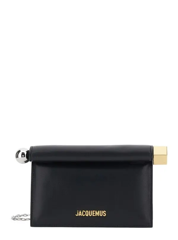 Jacquemus La Petite Pochette Rond Carre Is A Lamb Leather Bag - Black