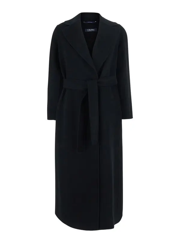Max Mara S 'poldo' Coat With Notched Revers And Front Belt Closure In Wool For - Black