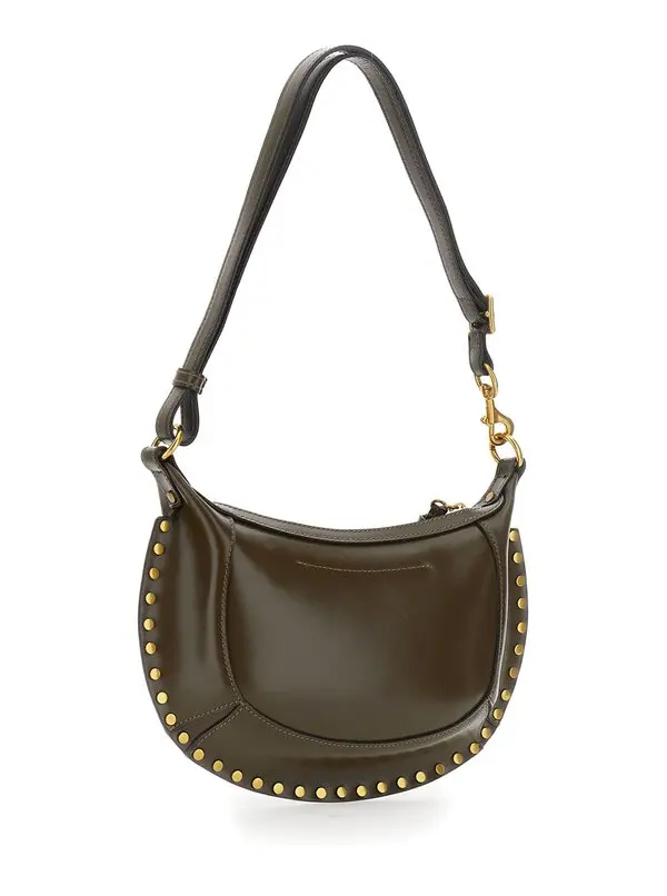 Isabel Marant Étoile Oskan' Crossbody Bag With Studs On The Front And Adjustable And Removable Shoulder Strap In Leather For - Green