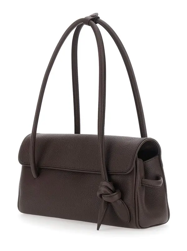 Jacquemus Le Turismo Long' Shoulder Bag With Knot On The Front And Two Top Handles In Leather - Brown