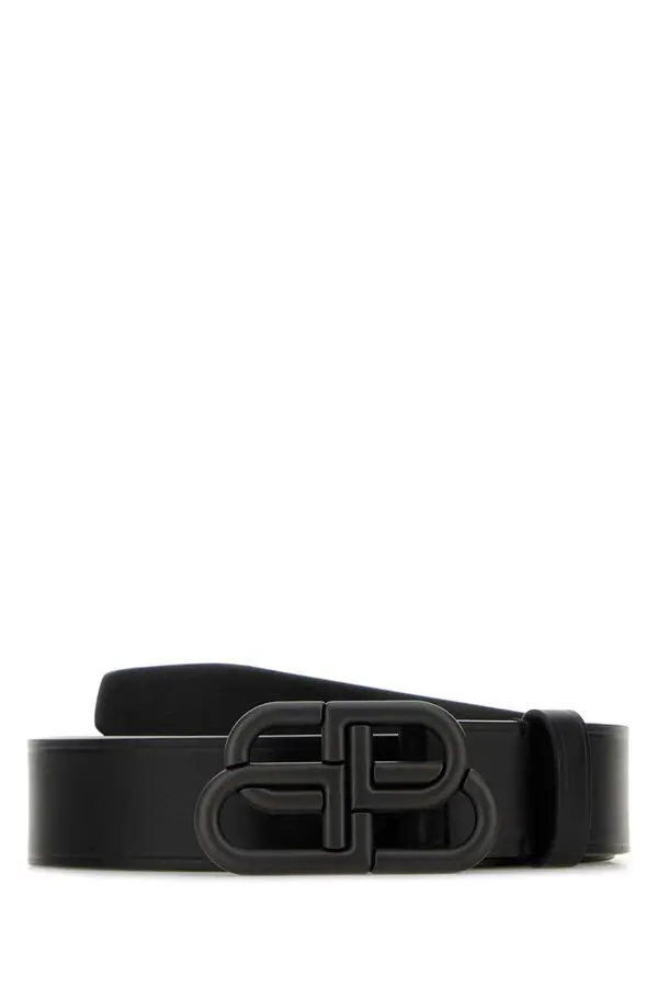 Balenciaga Leather Bb Belt - Black