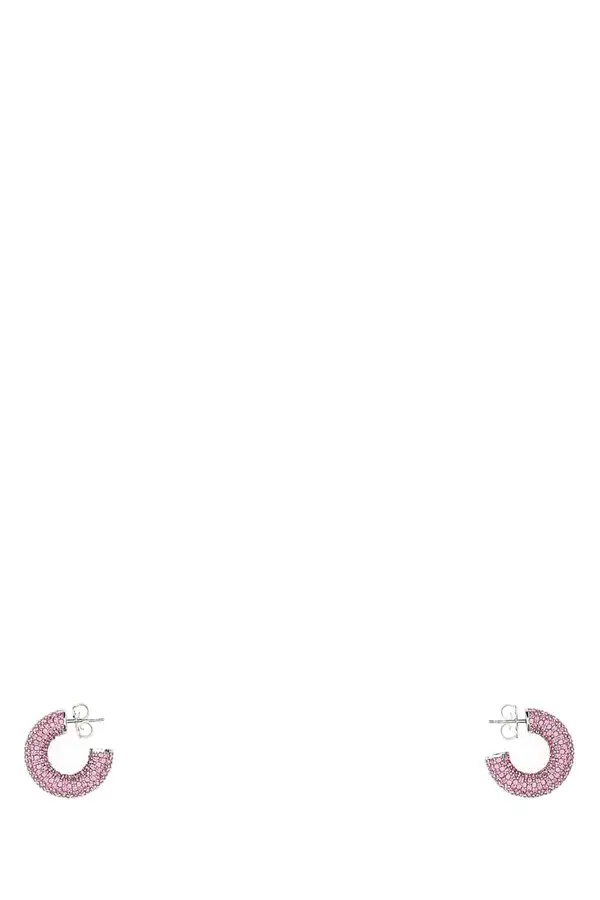 Amina Muaddi Embellished Metal Mini Cameron Earrings - Pink