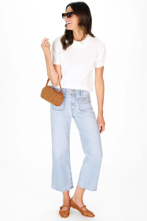 DUFFIELD LANE Short Sleeve Greer Sweater - Ivory