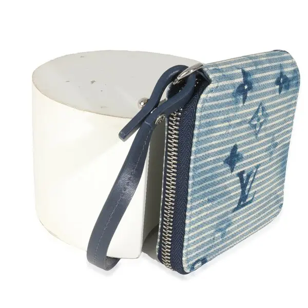 LOUIS VUITTON Hickory Stripes Denim Monogram Watercolor Wallet On Strap