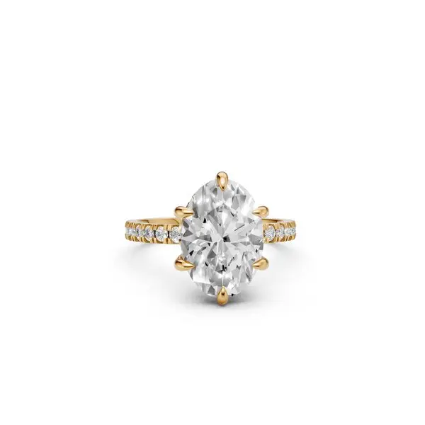 AYA FINE JEWELRY Elara Oval Lab Grown Diamond Igi Certified Hidden Halo Pave Engagement Ring In Gold - Yellow