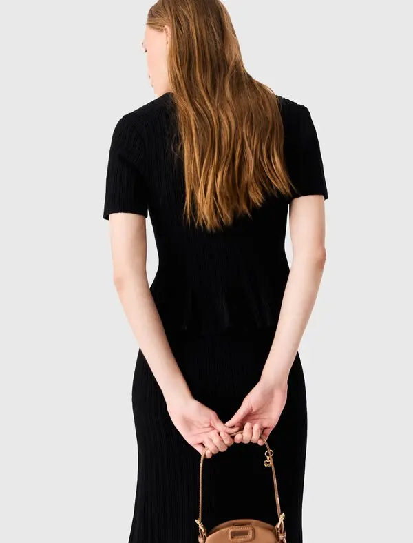 Maje Peplum Cardigan - Black