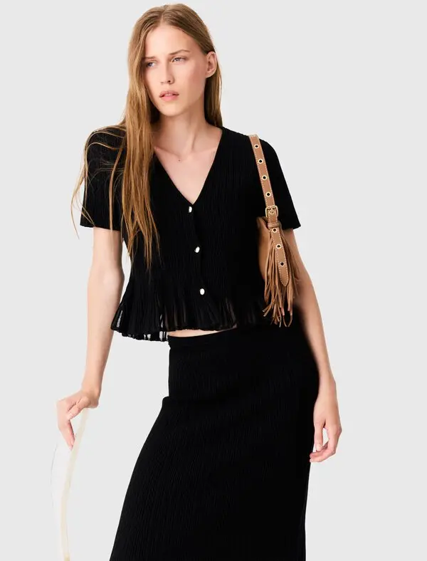 Maje Peplum Cardigan - Black