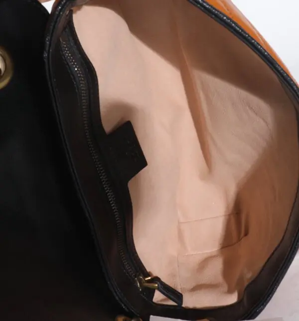 Gucci Cognac Calfskin Matelasse Diagonal Torchon Gg Marmont Shoulder Bag