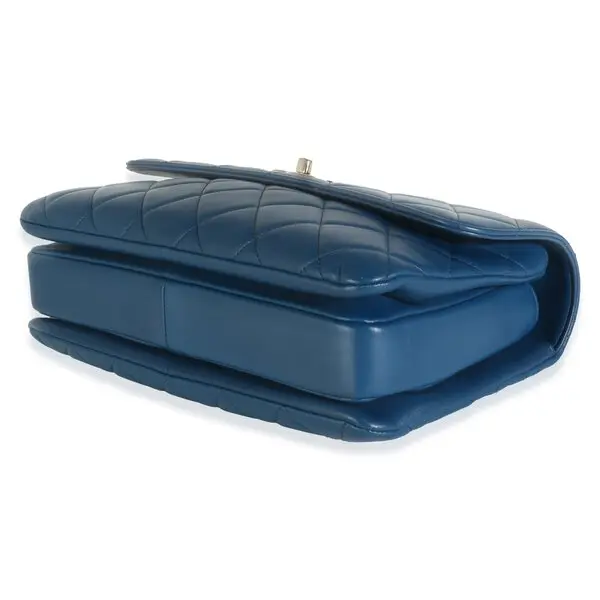 Chanel Navy Quilted Lambskin Trendy Top Handle Bag