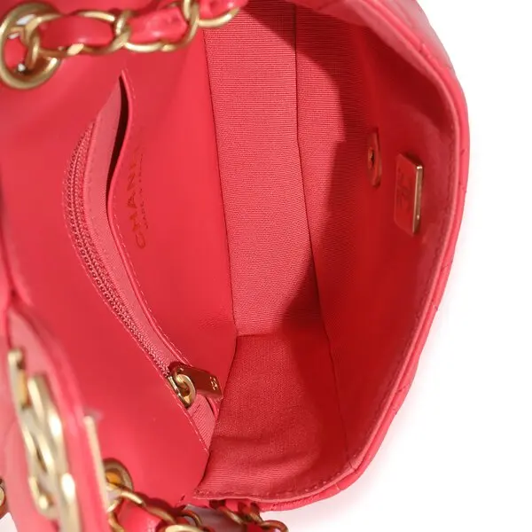 Chanel Red Quilted Lambskin Coco Pins Flap Bag