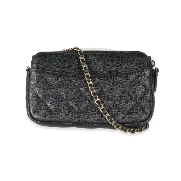 Chanel Quilted Caviar Flap Phone Handbag With Chain