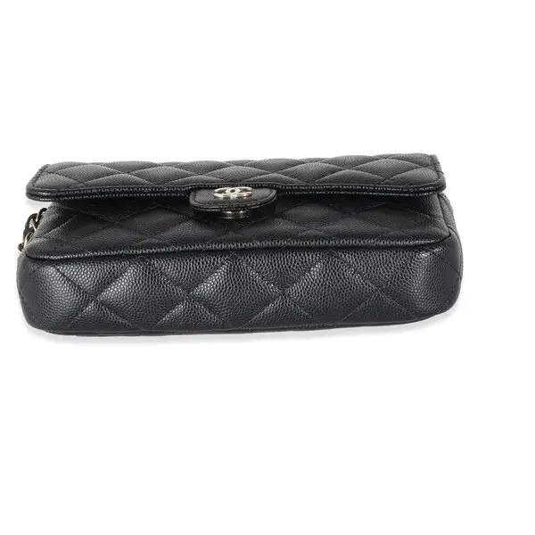 Chanel Quilted Caviar Flap Phone Handbag With Chain