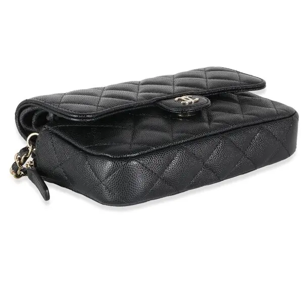 Chanel Quilted Caviar Flap Phone Handbag With Chain