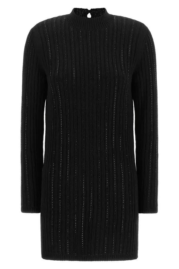 Twin-set Ribbed Dress With Rhinestones